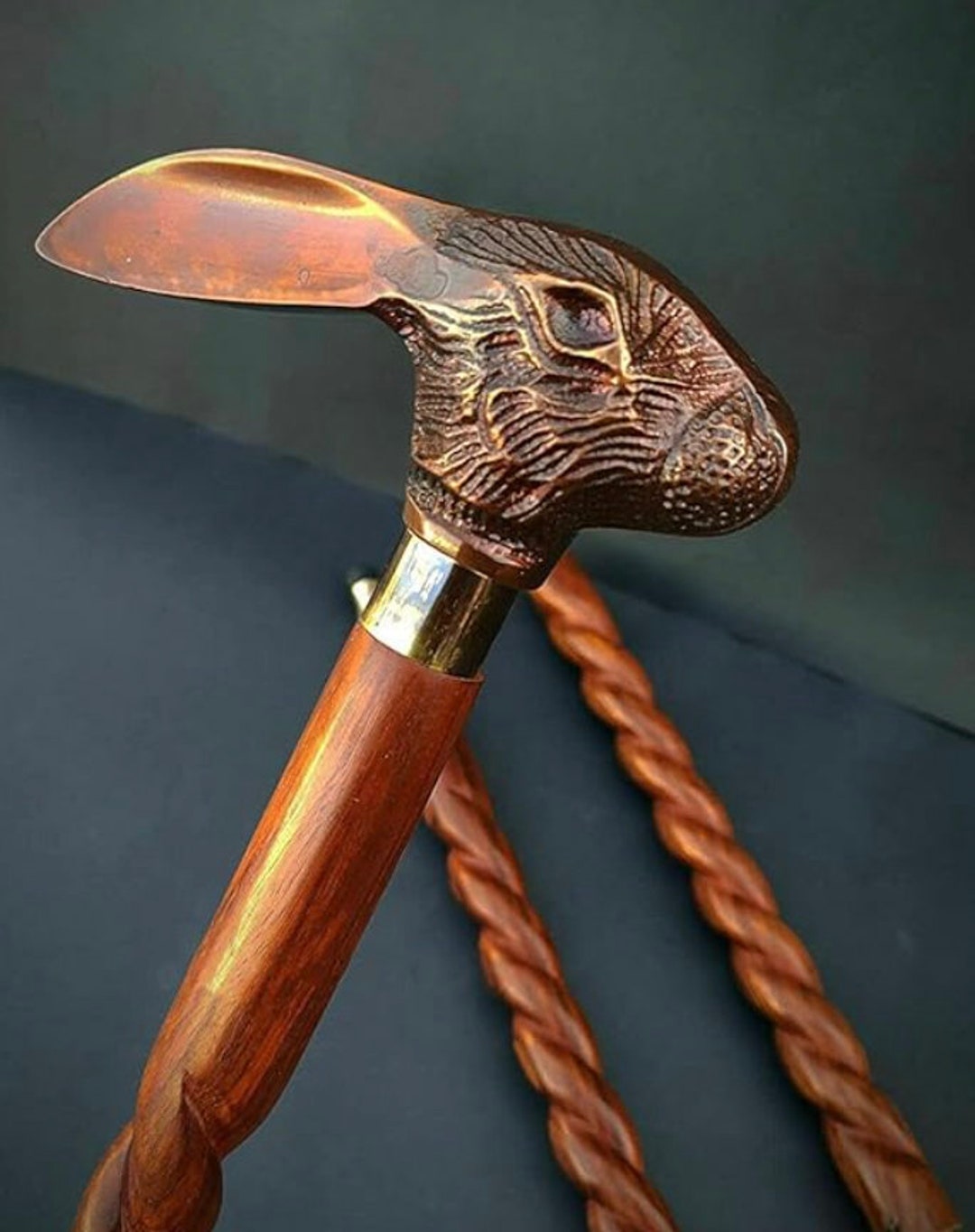 Rabbit Head Steampunk Walking Stick Victorian Handmade Cane Wooden ...