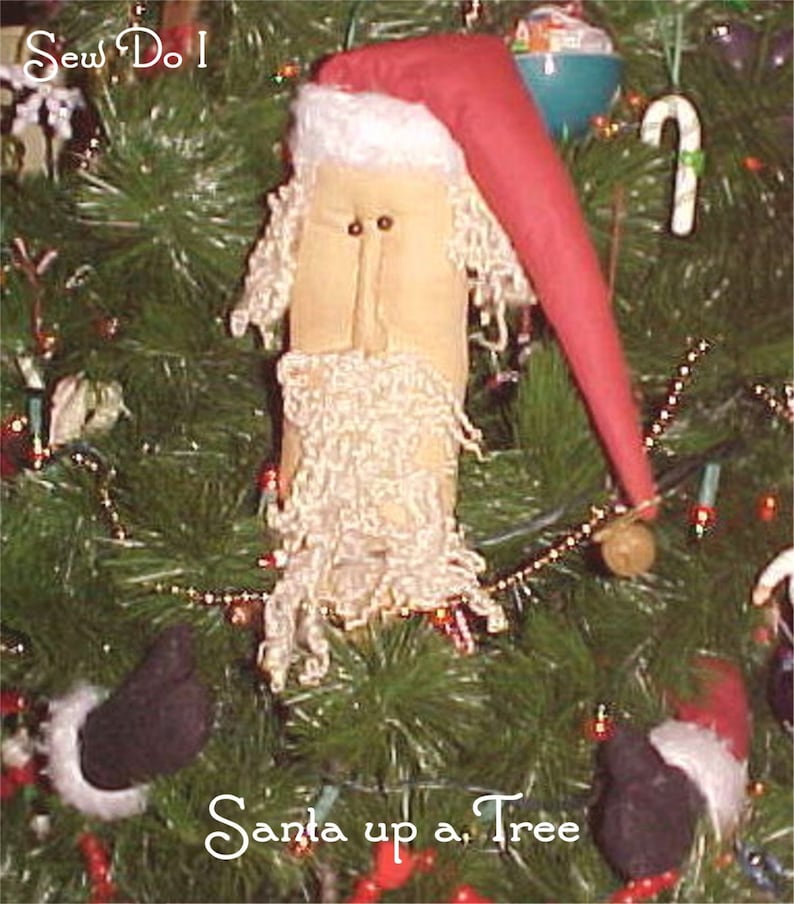 Primitive Christmas Santa up A Tree Pattern - Etsy