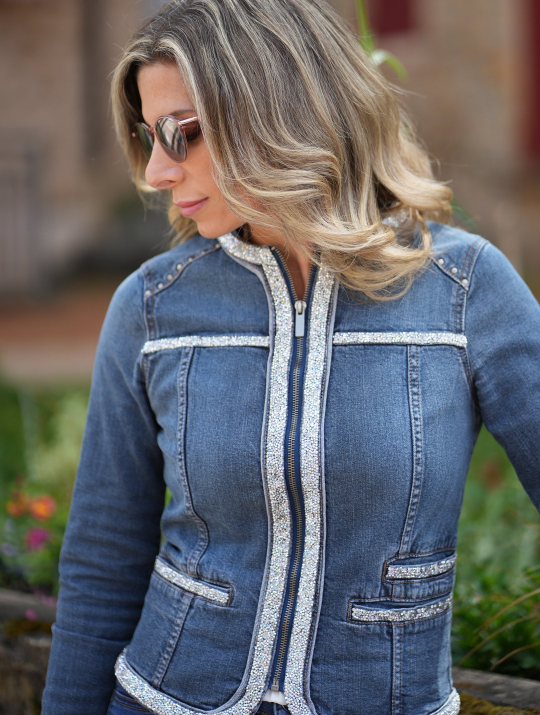 Denim and Rhinestone Jacket Rhinestone Star Jacket Jacket for Wedding ...