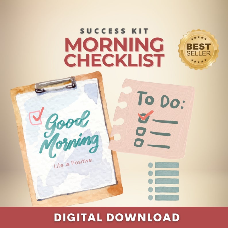 Morning Checklist Printable | Daily Planner | Morning Routine ...
