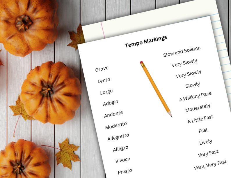 Music Theory Study Sheet Printable Tempo List Music Students Resources ...