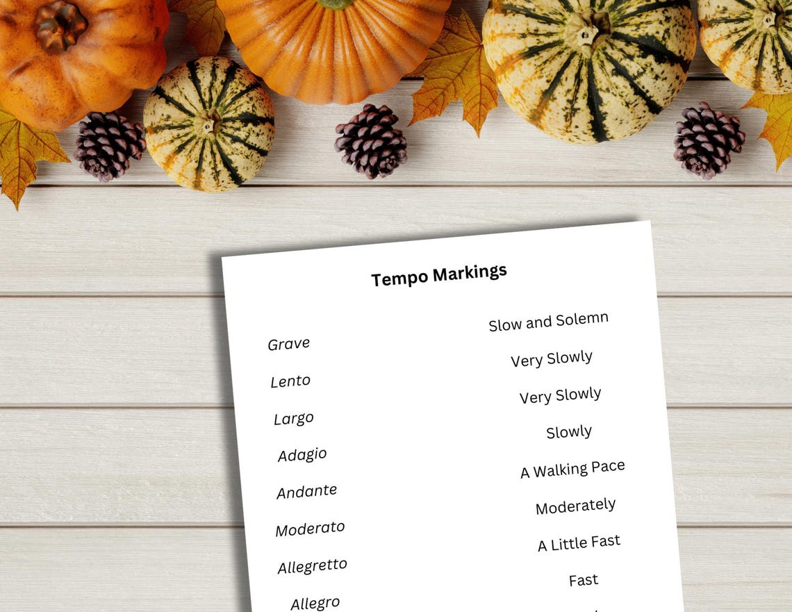 Music Theory Study Sheet Printable Tempo List Music Students Resources ...