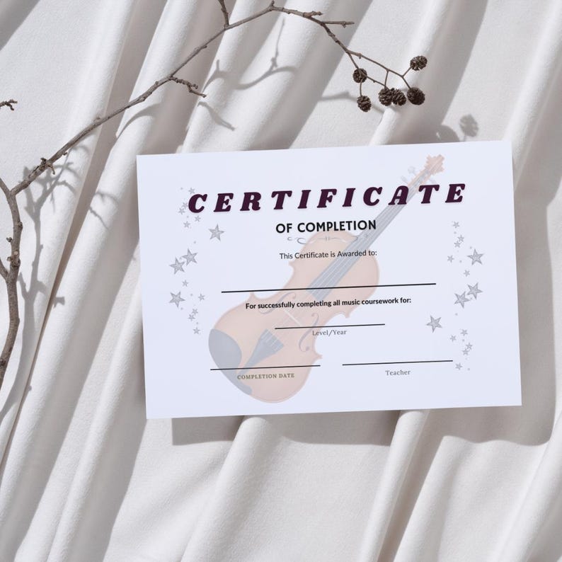 Printable Violin Certificate for Student Achievement - Etsy