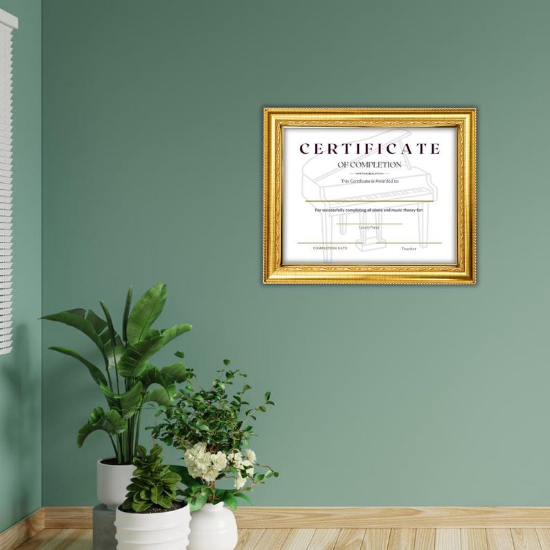 Piano Completion Certificate: Music Student Achievement (PDF) - Etsy