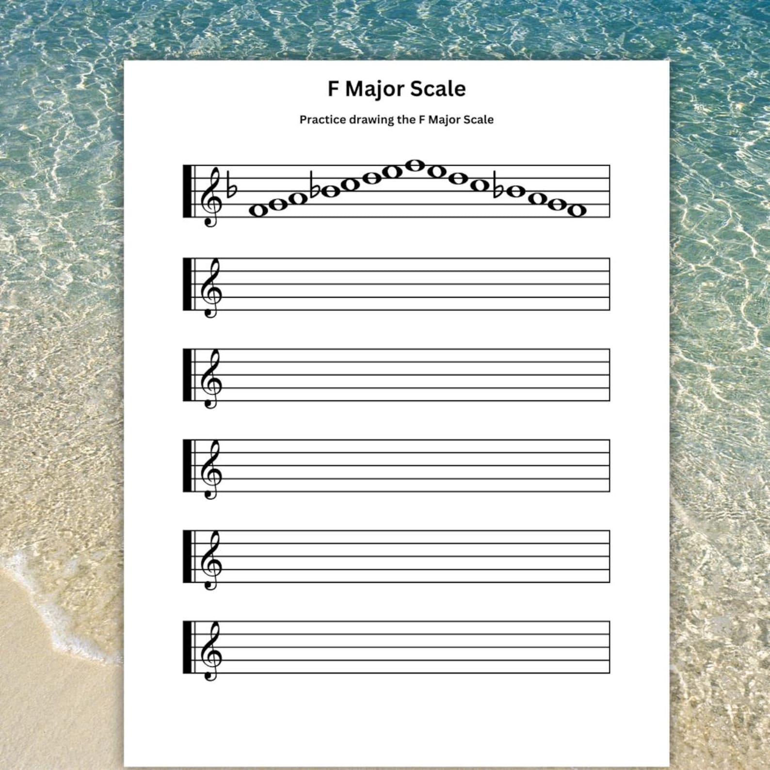 Printable F Major Scale Practice Sheet: Music Teacher Resource (PDF) - Etsy