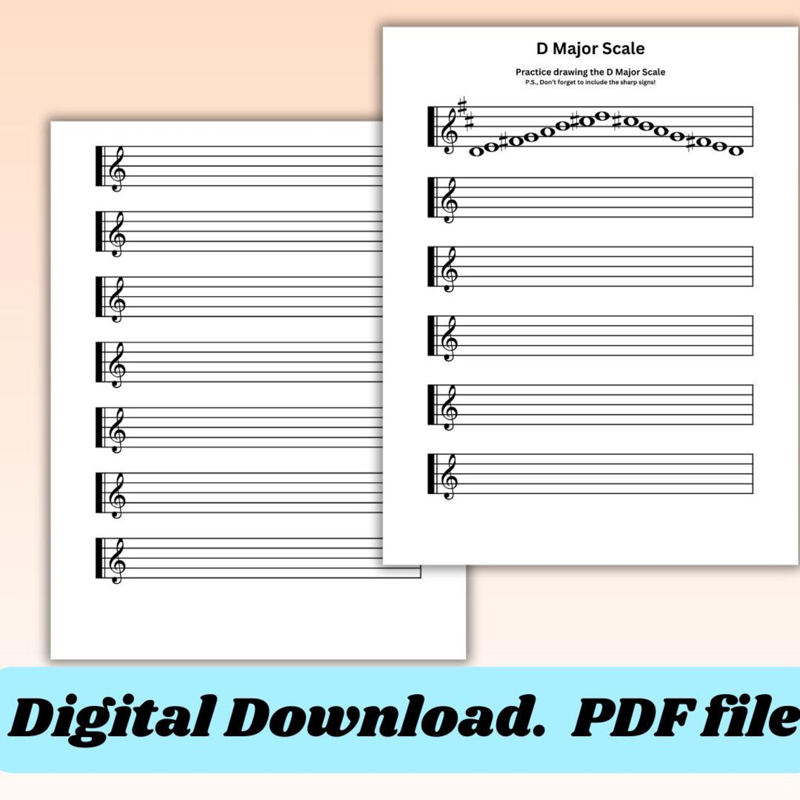 Printable Music Scale Practice Sheet for Beginning Piano Students - Etsy