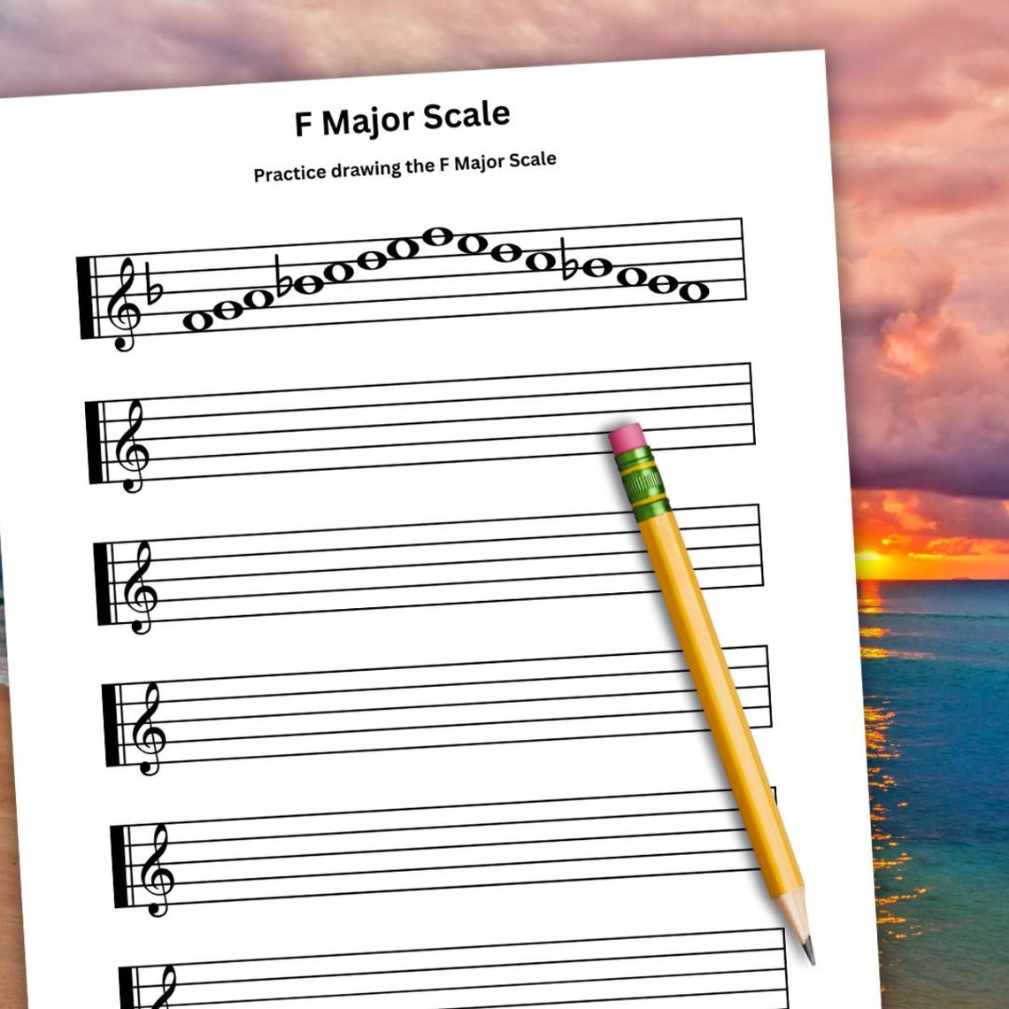 Printable F Major Scale Practice Sheet: Music Teacher Resource (PDF) - Etsy