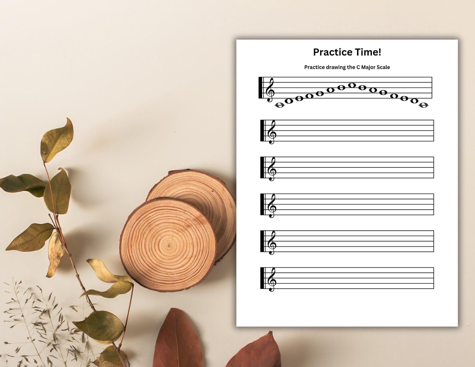 C Major Scale Practice Sheet: Music Student Worksheet (PDF) - Etsy