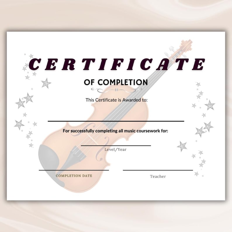 Printable Violin Certificate for Student Achievement - Etsy