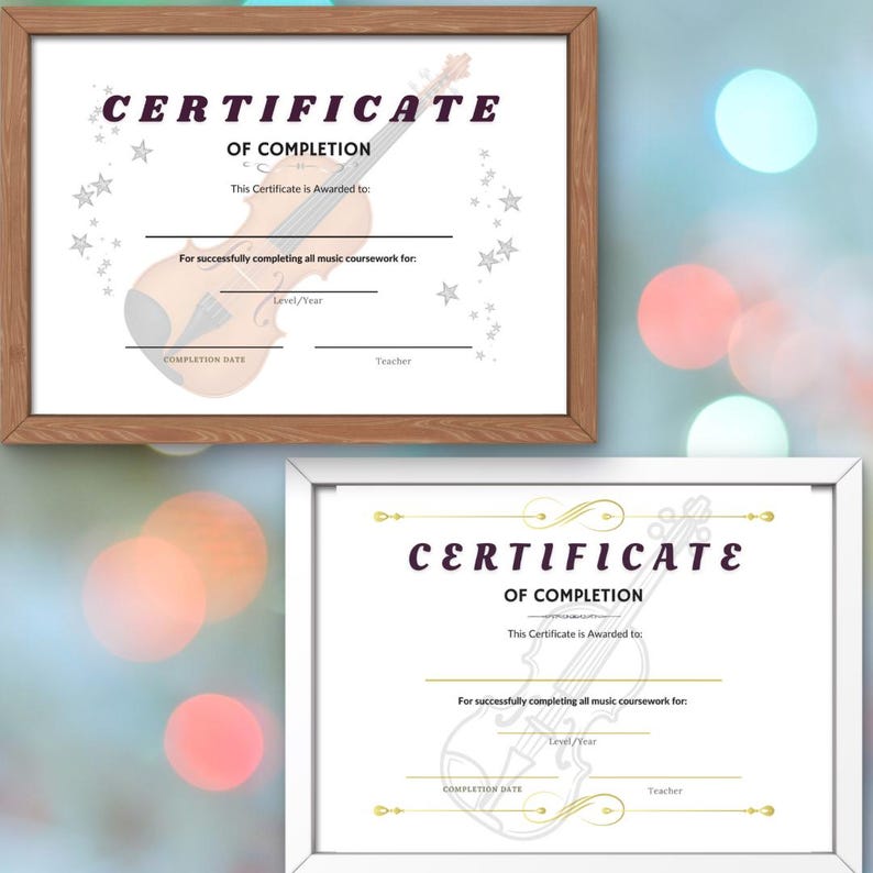 Printable Violin Certificate for Student Achievement - Etsy