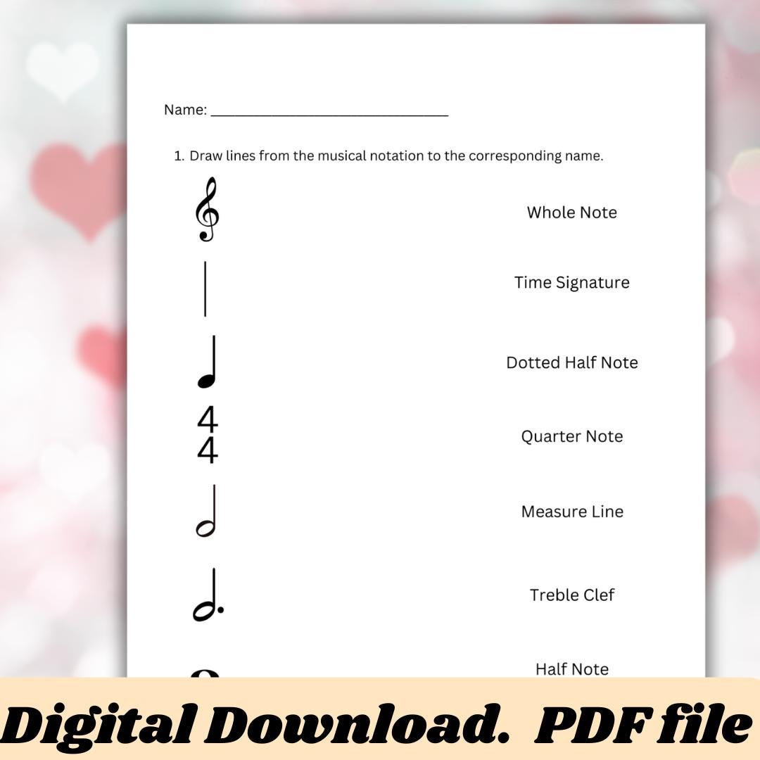 Printable Music Notation Activity Sheet | Instant Download Music Quiz ...