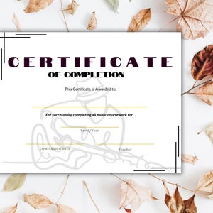 Printable Guitar Completion Certificate: Music Student Gift (PDF) - Etsy