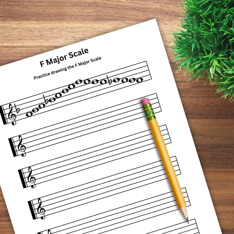 Printable F Major Scale Practice Sheet: Music Teacher Resource (PDF) - Etsy
