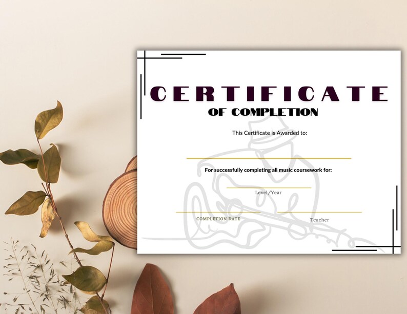 Printable Guitar Completion Certificate Music Certificate for Guitar ...