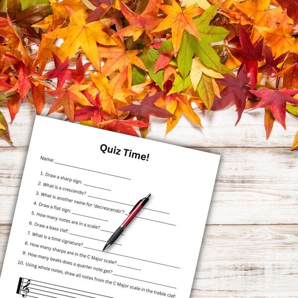 Printable Quiz on Notes for Music Students Resources for Teachers ...