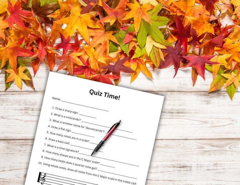 Printable Quiz on Music Theory for Student Piano Theory Quiz Resource ...