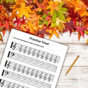 Printable Treble & Bass Clef Practice Sheet: Music Student Worksheet ...
