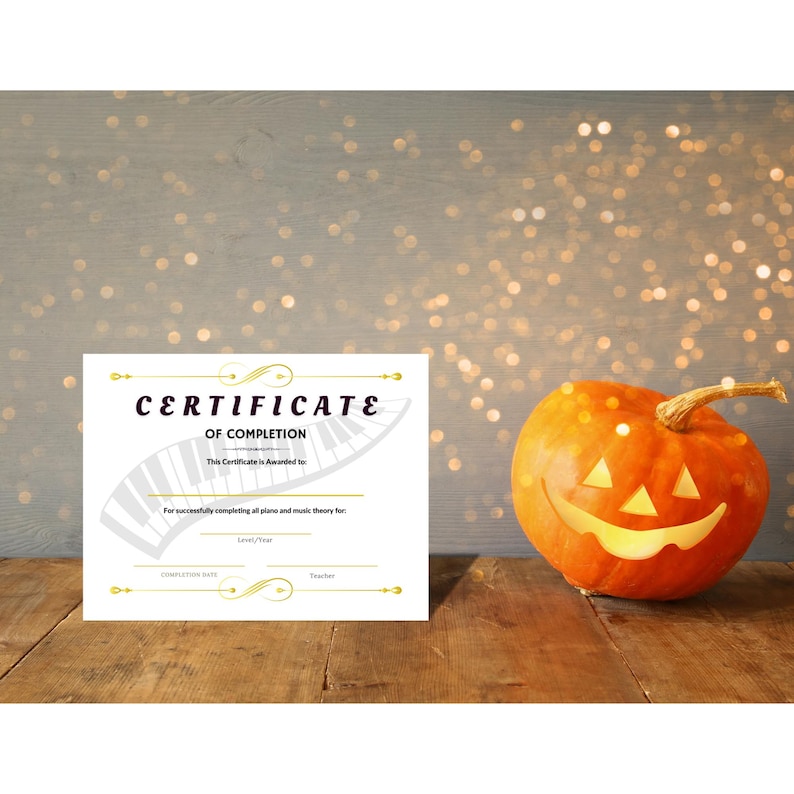 Printable Piano Completion Certificate (PDF) - Etsy