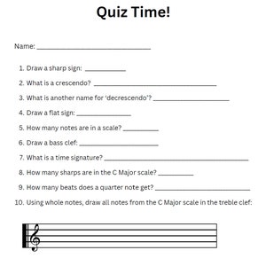 Printable Quiz on Music Theory for Students Piano Theory Quiz Resource ...