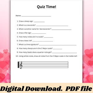 Ready-made Printable Music Theory Quiz | Music Teacher Curriculum ...