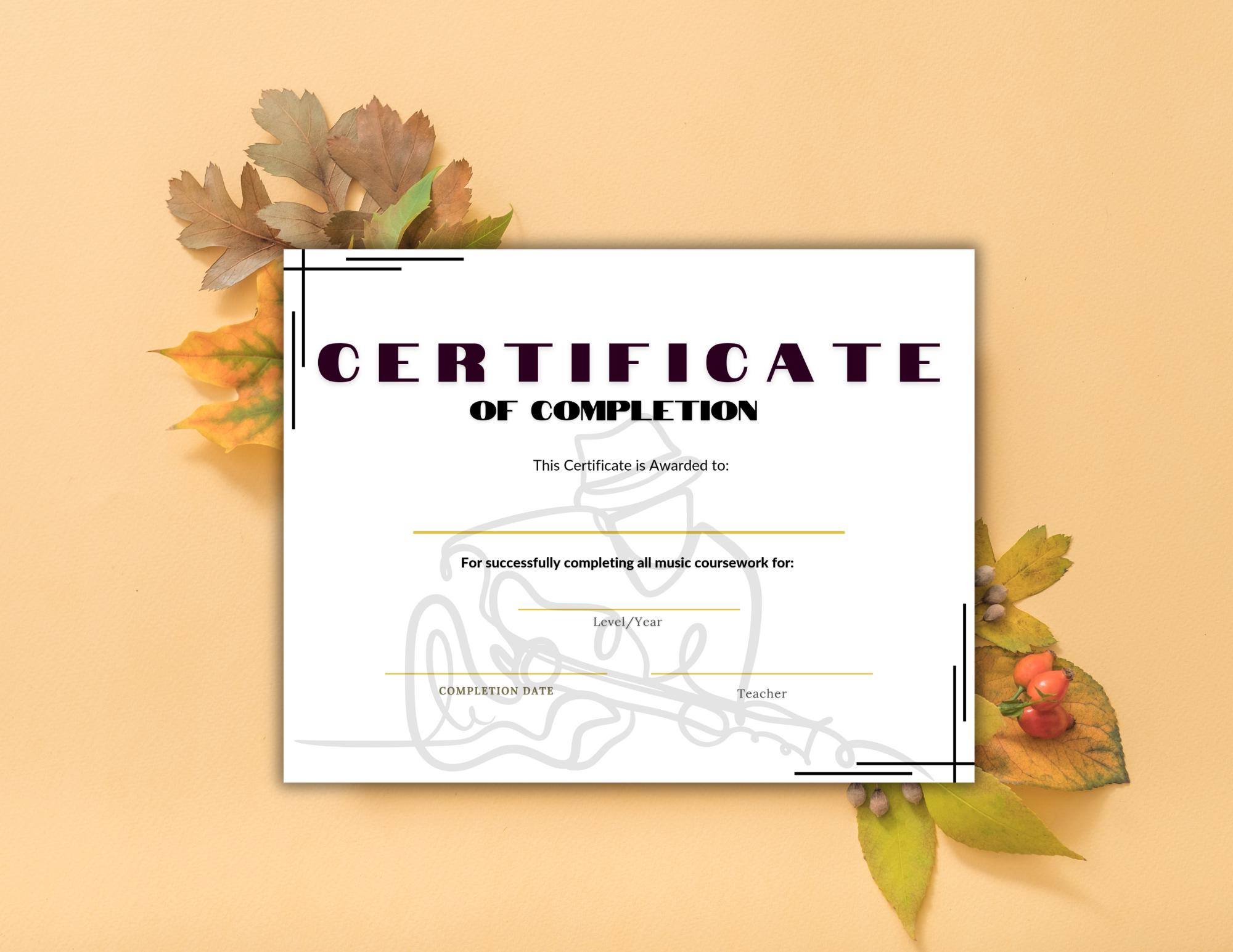 Printable Guitar Completion Certificate: Music Student Gift (PDF) - Etsy