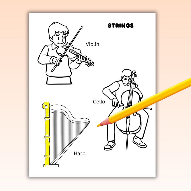 Printable Coloring Pages for Kids With Musical Instruments - Etsy