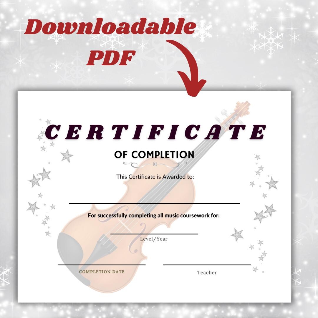 Printable Violin Certificate for Student Achievement - Etsy