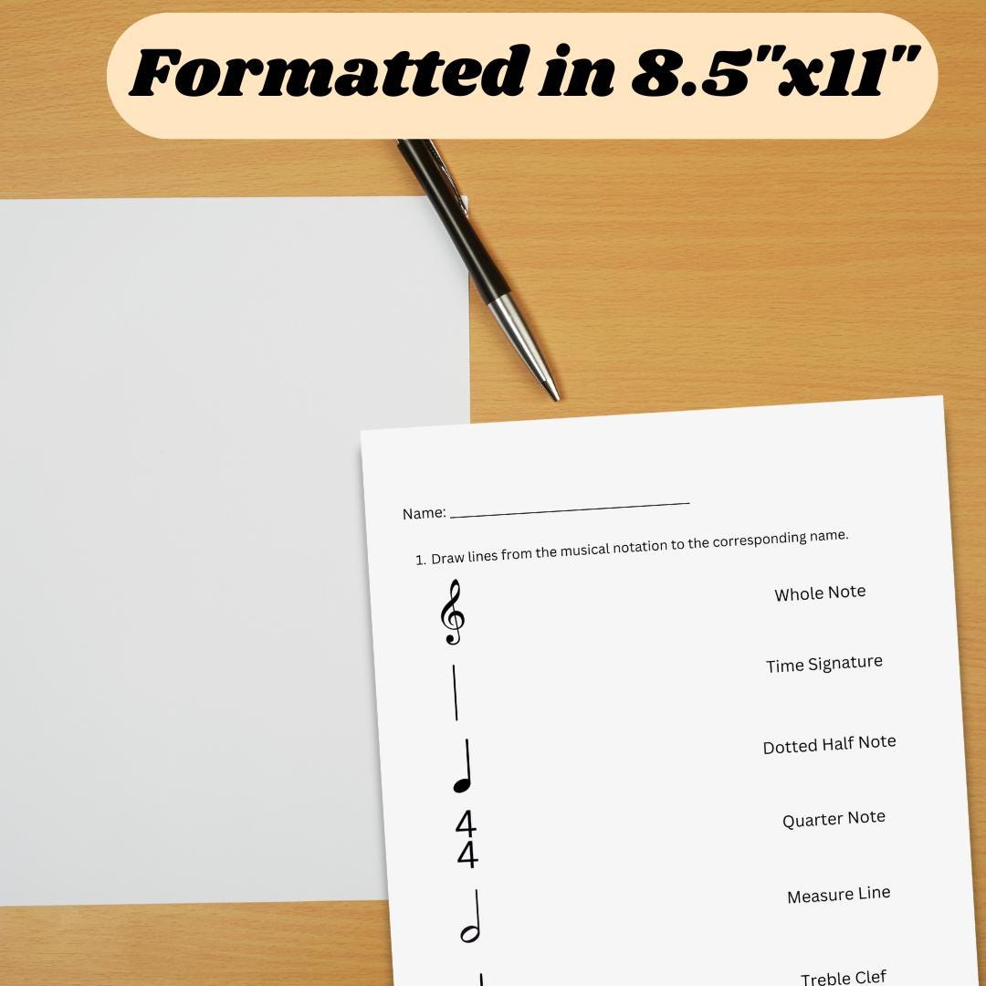 Printable Music Notation Activity Sheet | Instant Download Music Quiz ...