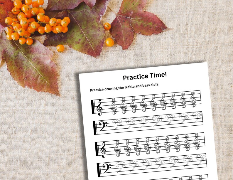 Printable Treble & Bass Clef Practice Sheet: Music Student Worksheet ...