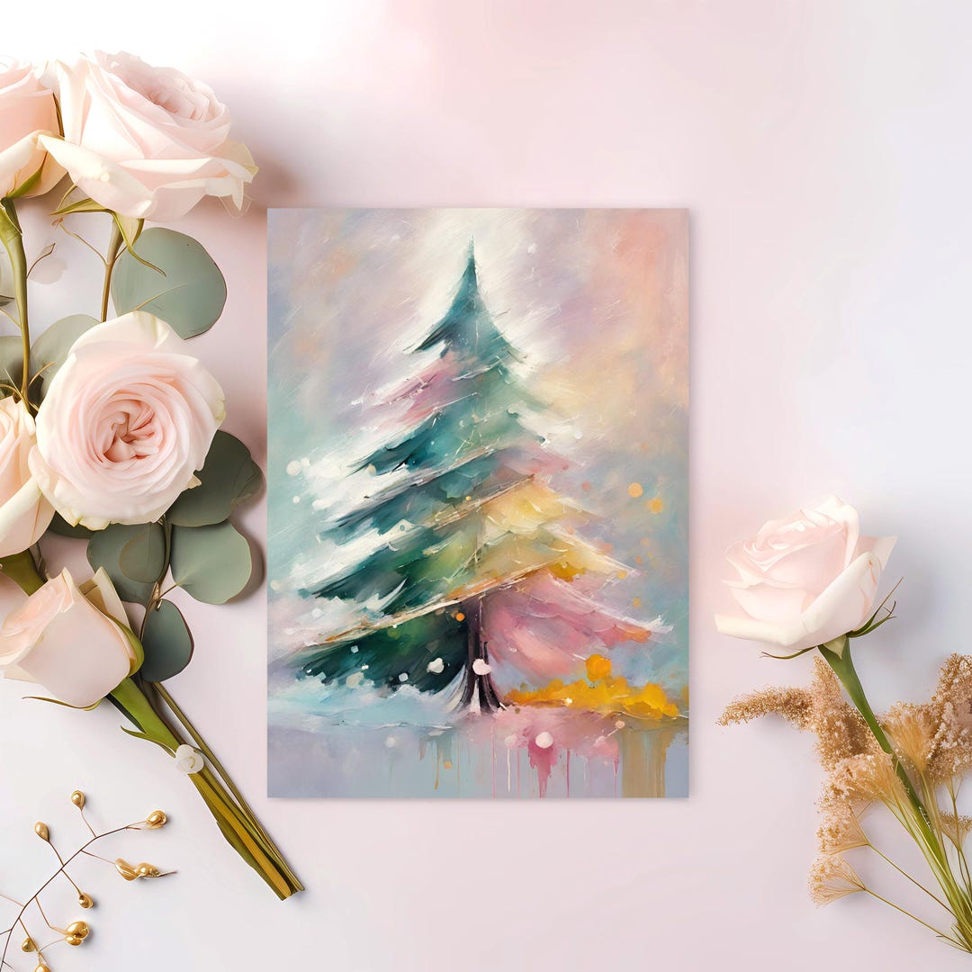 Watercolor Tree Print Digital Download Cool Colors 5 X 7” - Etsy