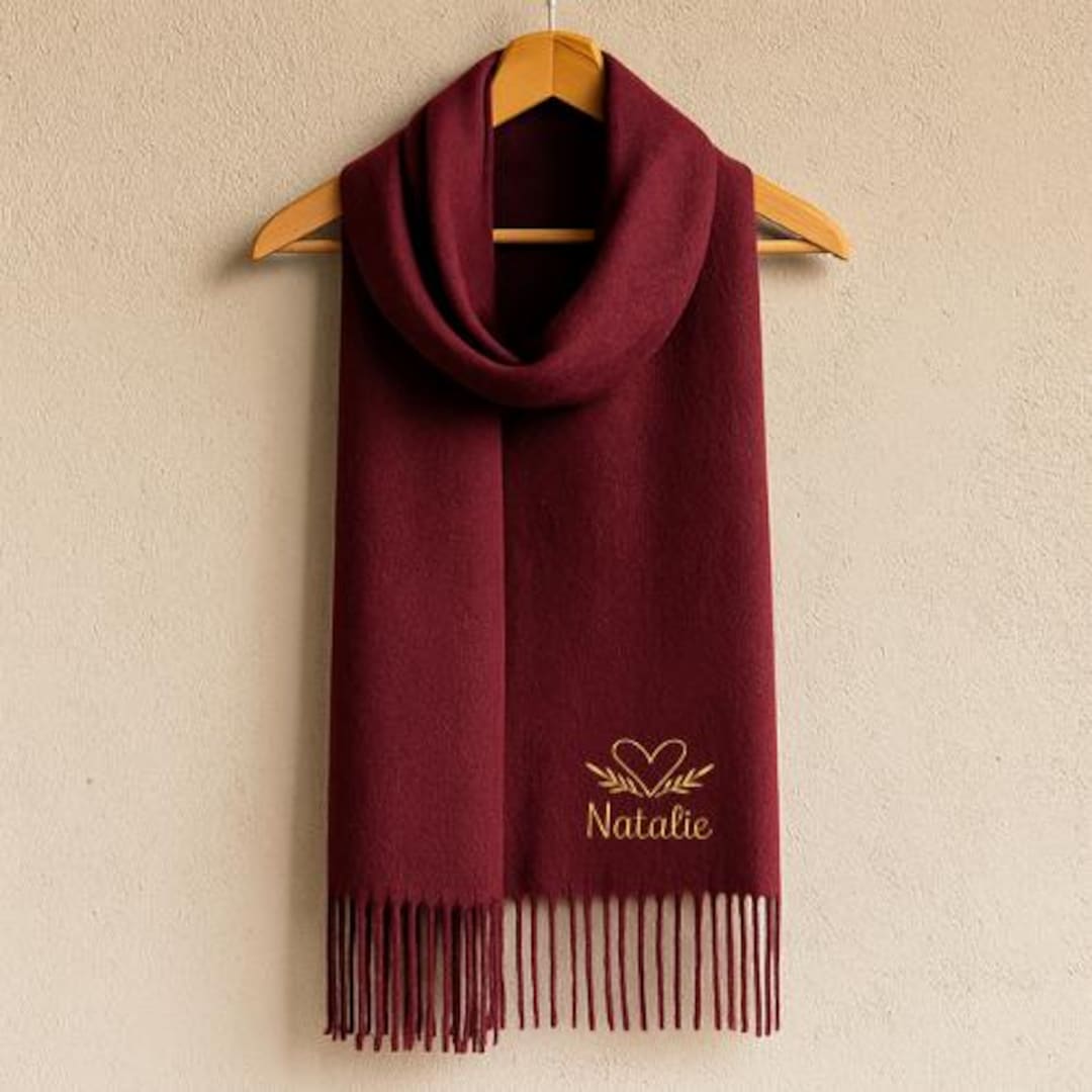 Custom Name Embroidered Woven Scarf, Personalised Monogram Scarves for ...
