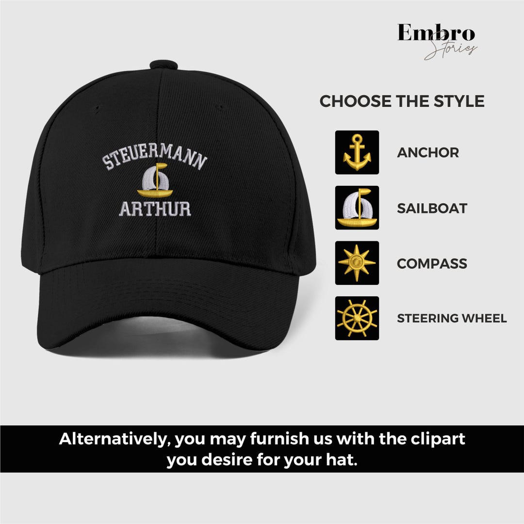 Personalised Embroidered Captain Hat, Custom Boat Captain Baseball Hat ...