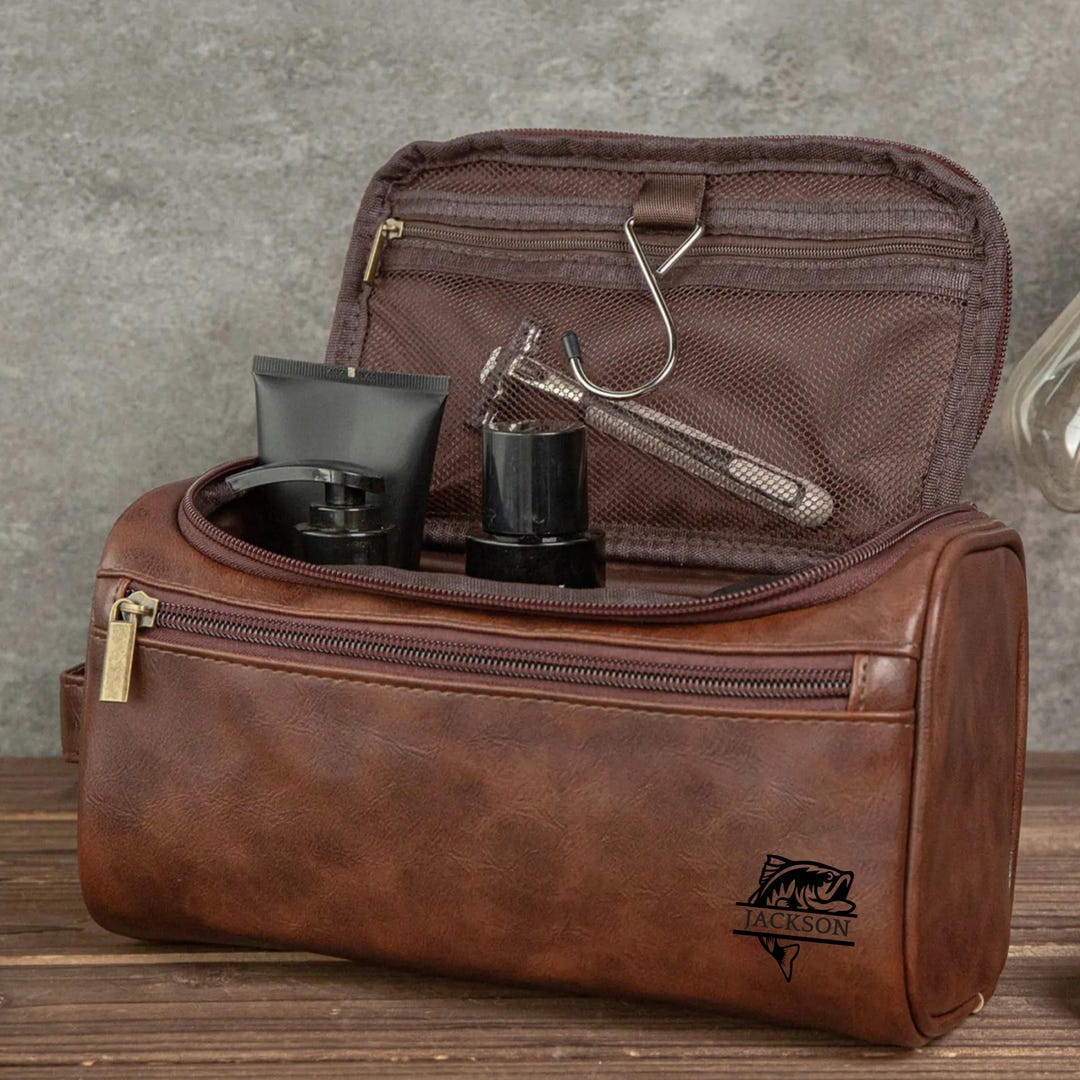 Personalised Engraved Leather Toiletry Bag, Custom Name/initial Men's ...