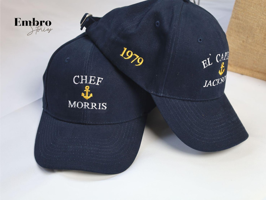 Personalised Embroidered Captain Hat, Custom Monogrammed Boating Cap ...