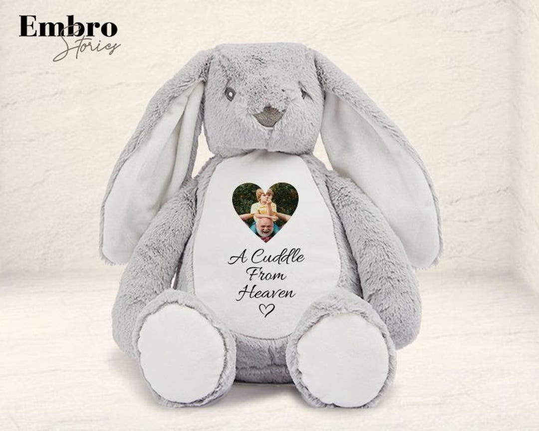 Personalised a Cuddle From Heaven Bunny Teddy, Custom Memorial Photo ...