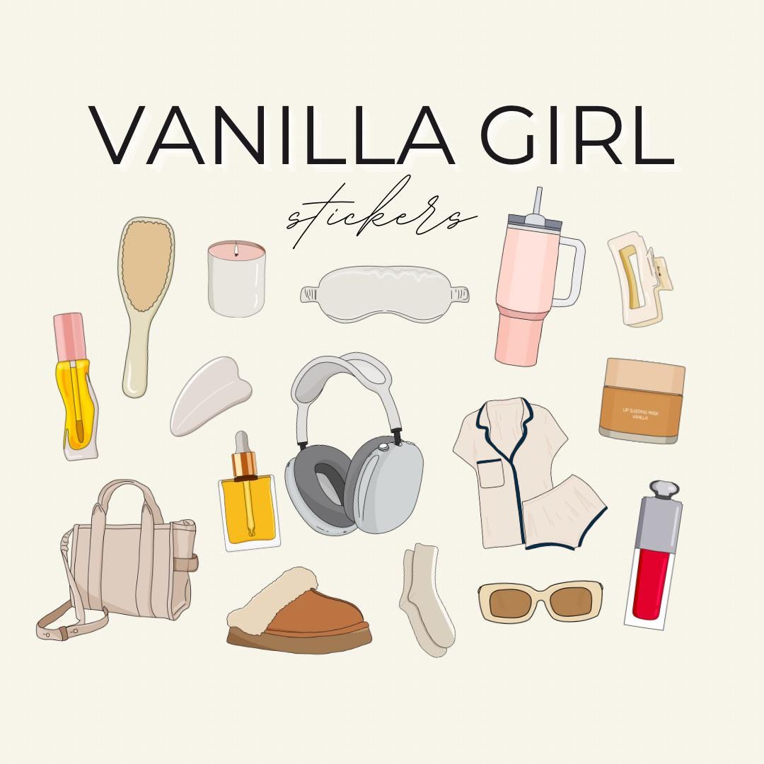 16 Vanilla Girl Aesthetic Digital Stickers Goodnotes Clipart Pre ...