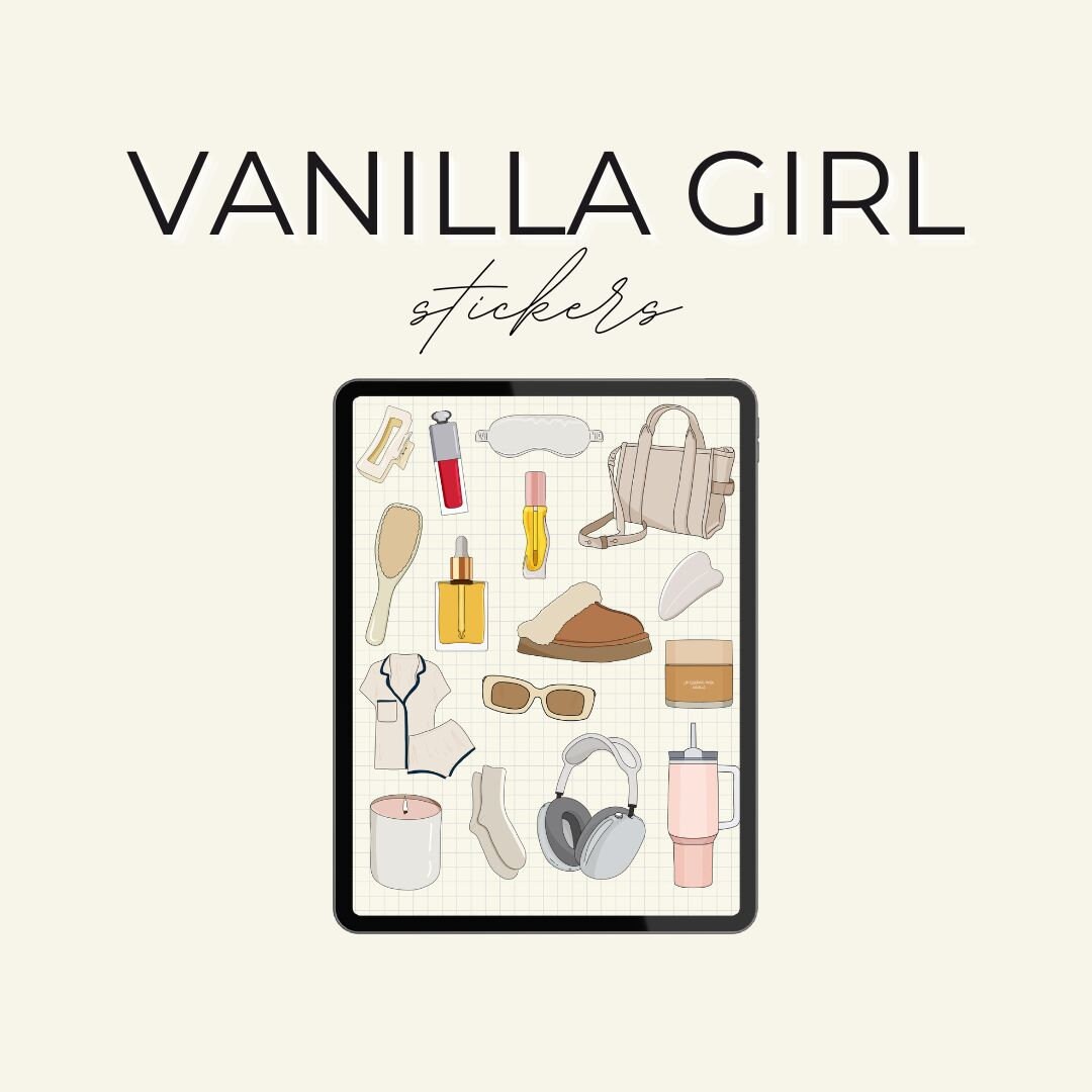 16 Vanilla Girl Aesthetic Digital Stickers Goodnotes Clipart Pre ...