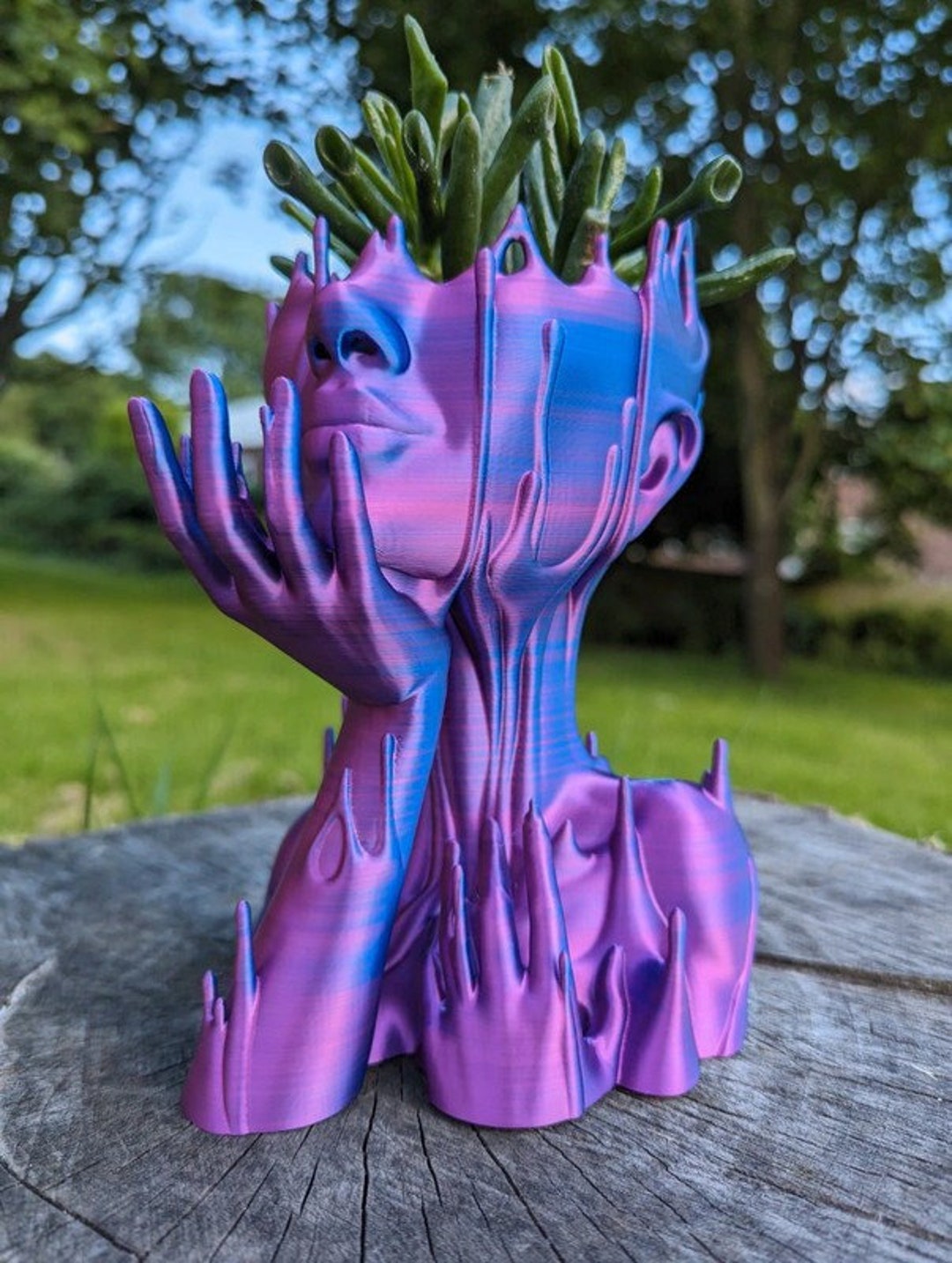 Head Planter, Melted Head Plant Pot, Artistic Planter for Indoor Plants ...