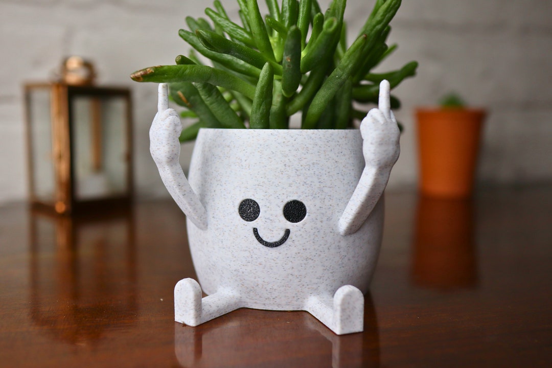 Official Happy Face Planter - Middle Finger Joke Pot -cute Little ...
