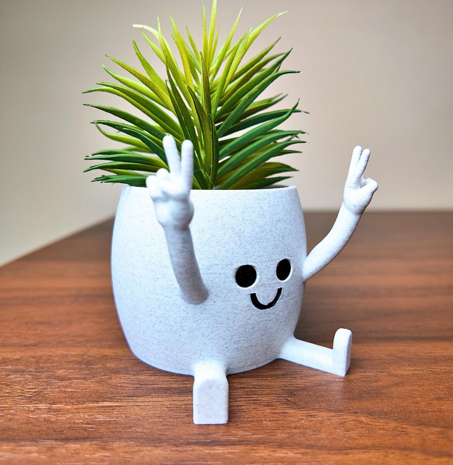 Happy Face Planter: 3D Printed Peace Sign Pot - Eco-friendly Decor - Etsy