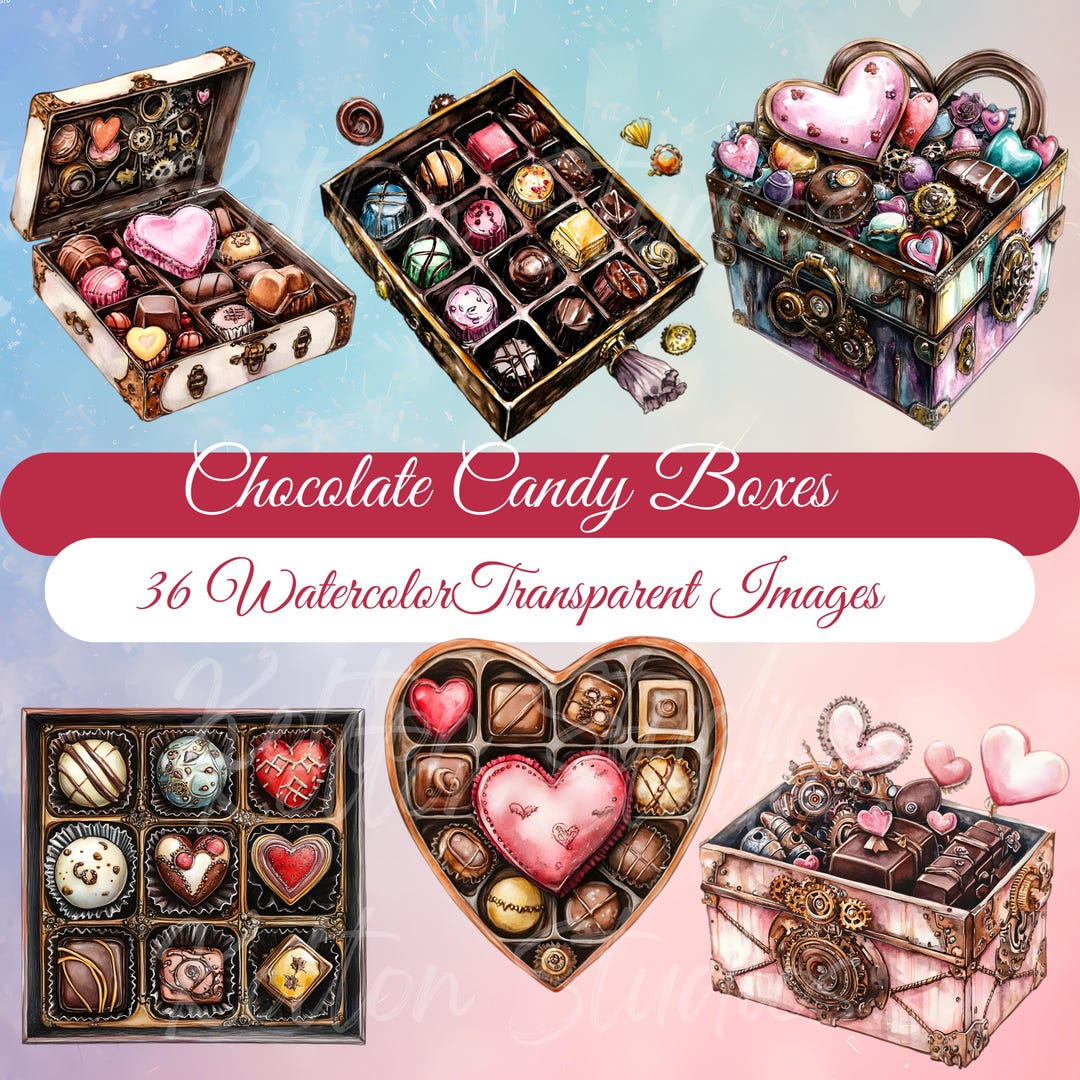 Vintage Chocolate Candy Boxes Clip Art: Hand-drawn Illustrations (36 ...