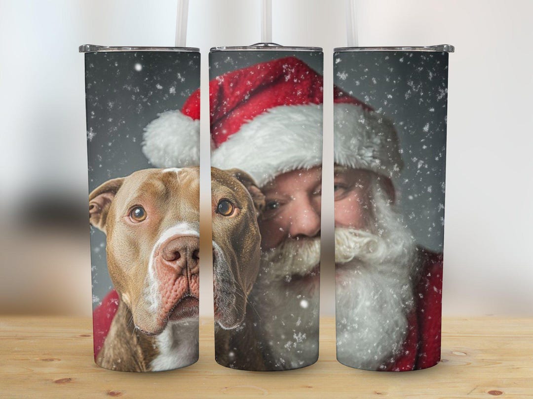 Santa Pit Bull Christmas Tumbler Wrap, Holiday Dog Lover Gift (digital ...