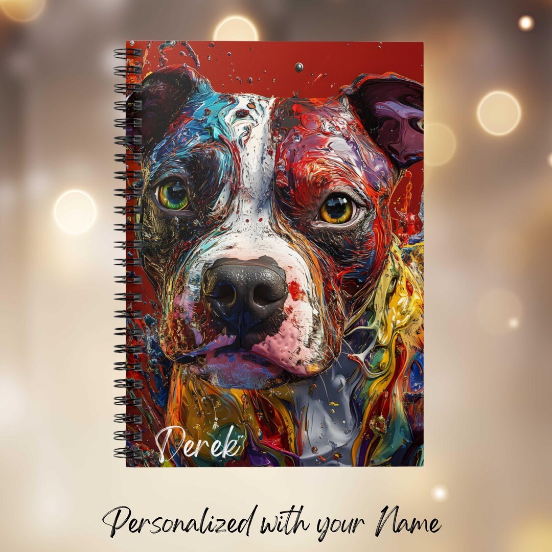 Acrylic Pit Bull Spiral Notebook, Journal, Pit Bull Lover, Birthday ...