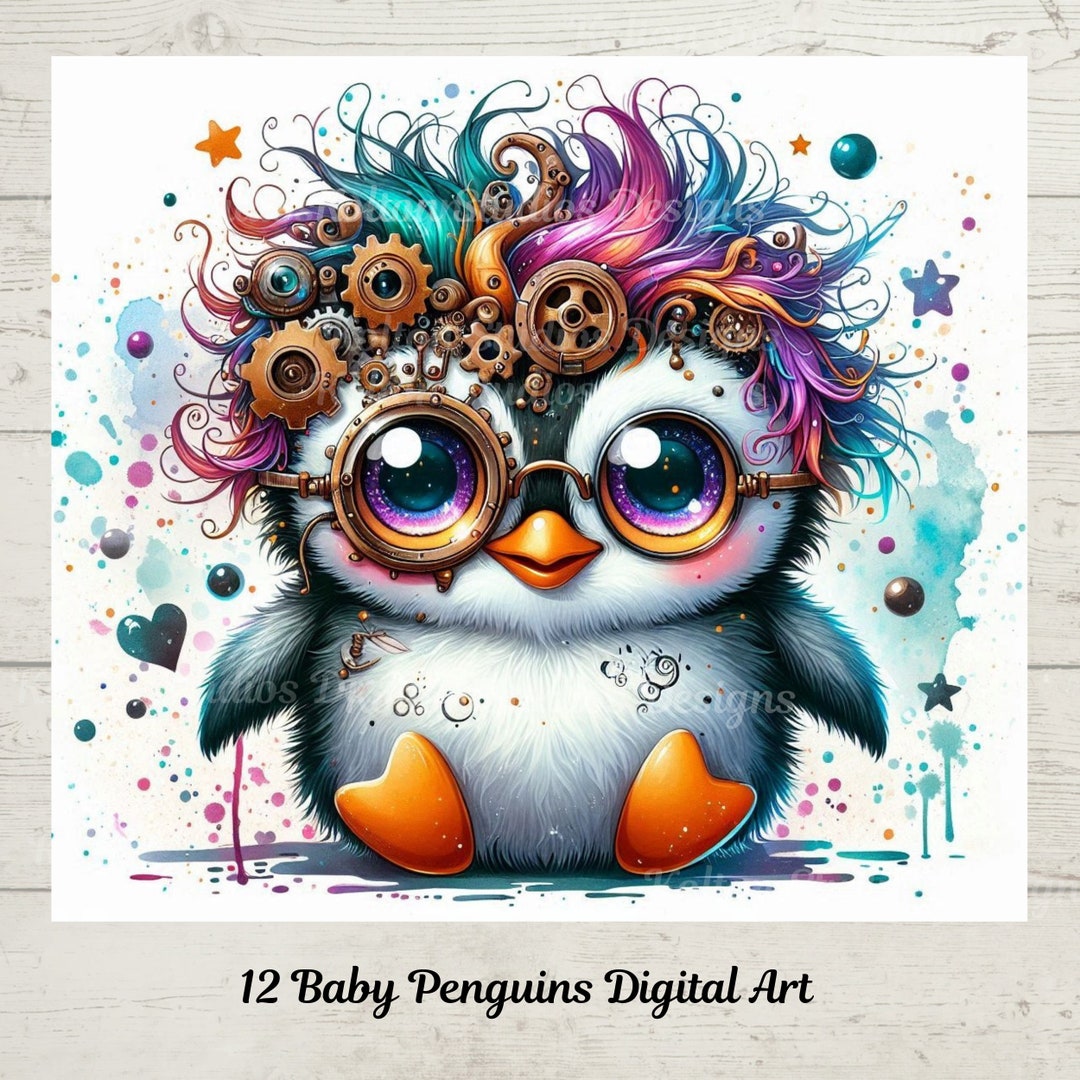 Steampunk Penguin Art: Whimsical Nursery Illustration (digital Download ...