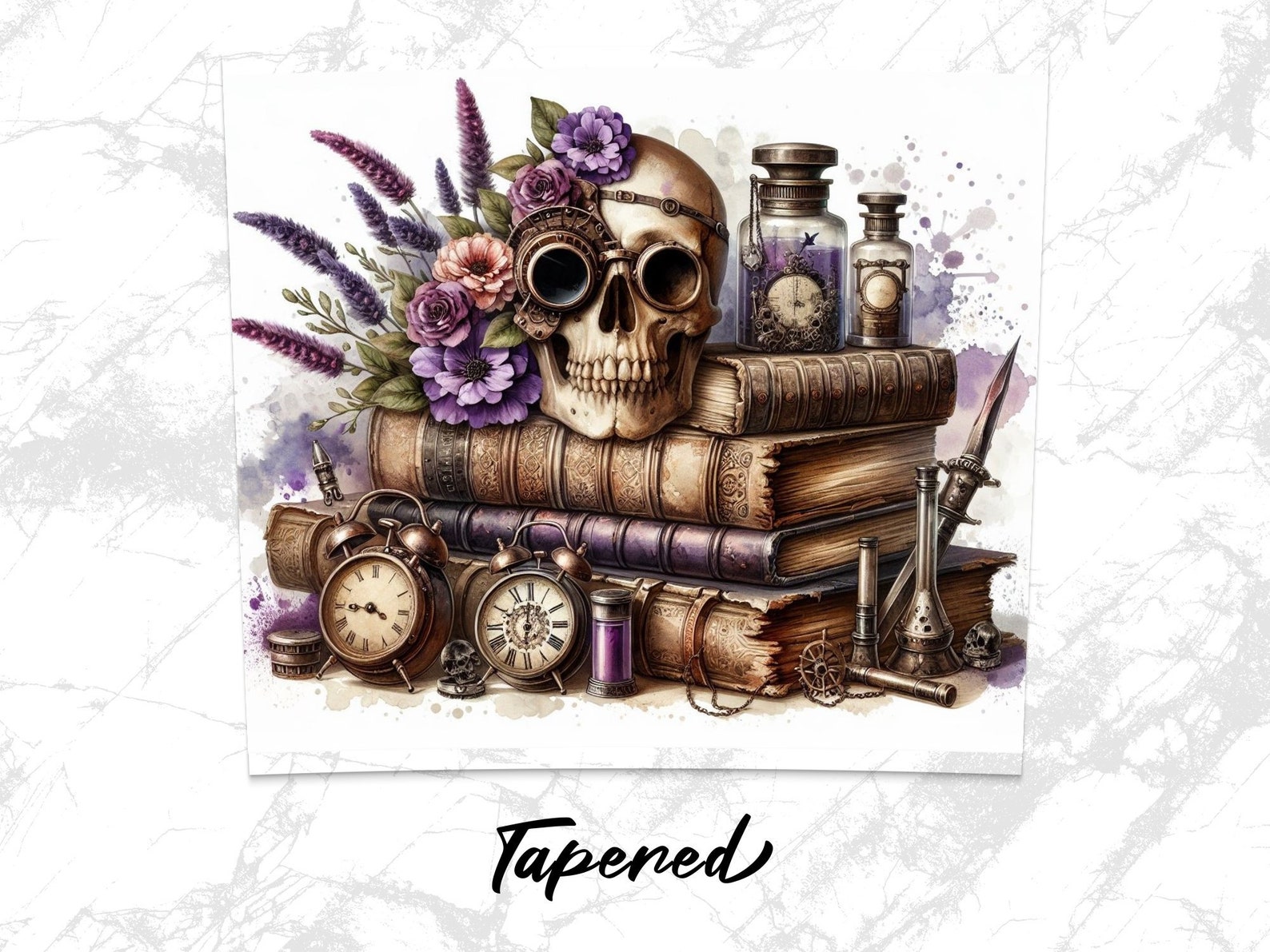Vintage Steampunk Skull With Books and Flowers Digital Art Print ...