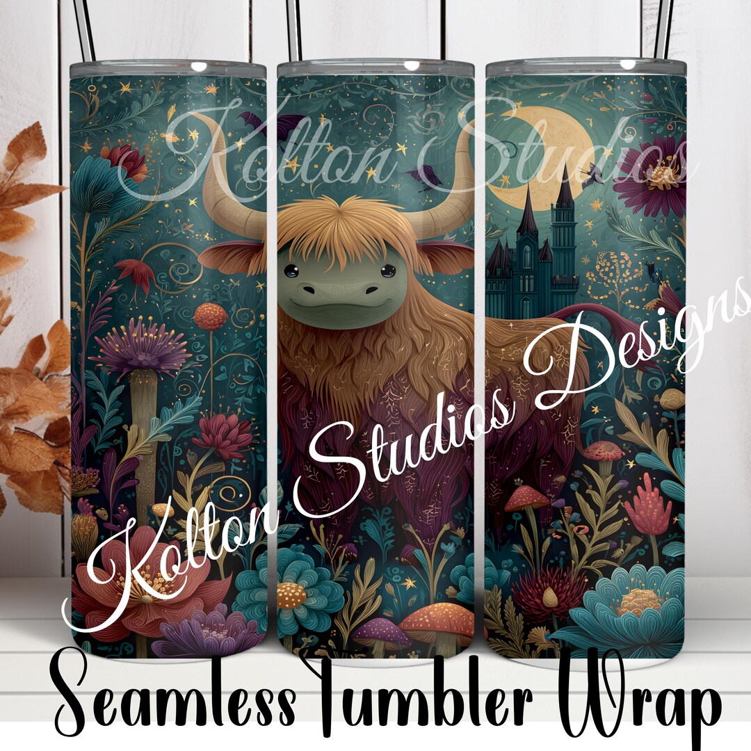 Fantasy Highland Cow Enchanted Forest Creature With Castle, Mushrooms ...