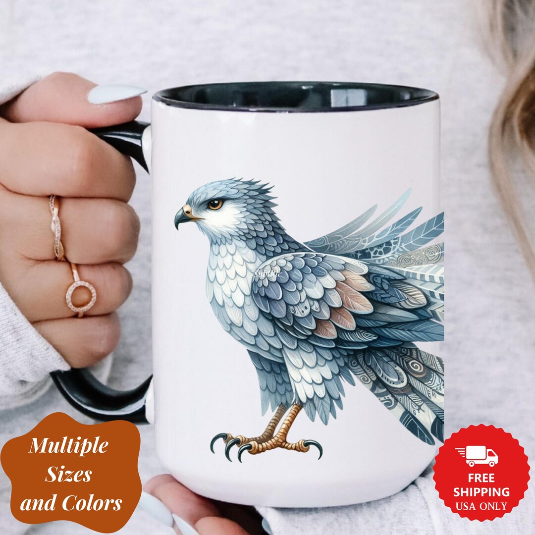 Falcon Coffee Mug: Intricate Feather Design, Wildlife Art - Etsy