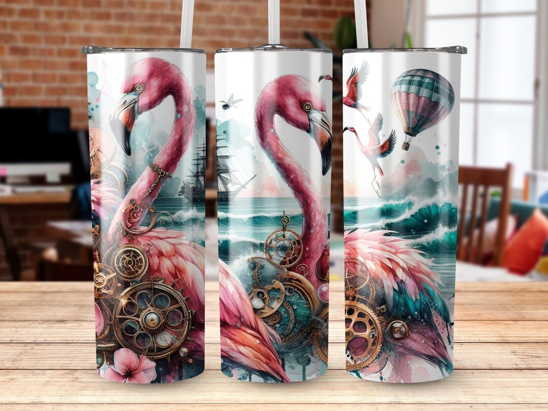 Steampunk Flamingo Tumbler Wrap: Vintage Nautical Design (digital ...