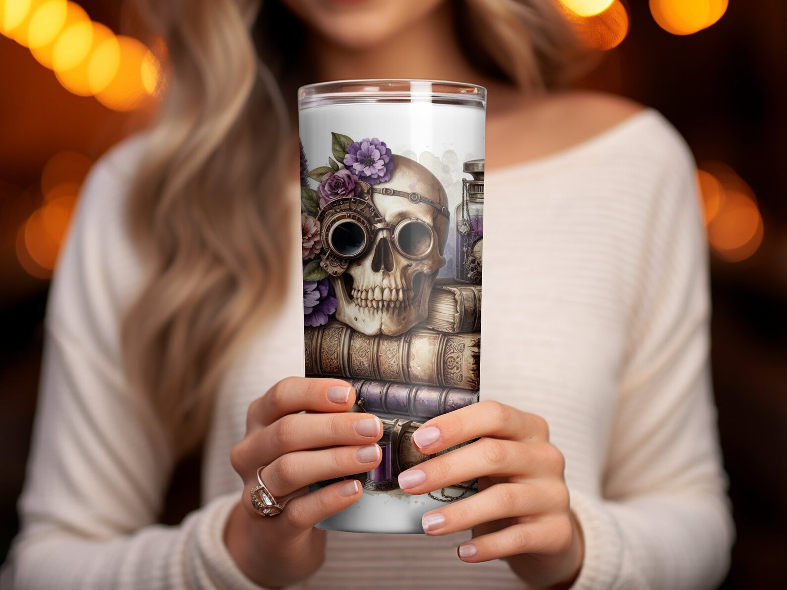 Vintage Steampunk Skull With Books and Flowers Digital Art Print ...