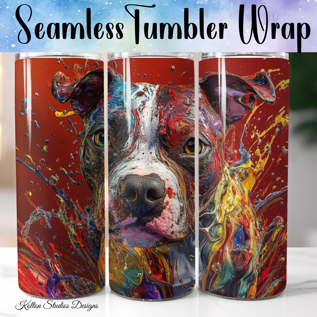 Colorful Pit Bull Dog, Splatter Paint Bull Dog, Pit Bull, Paint Spatter ...
